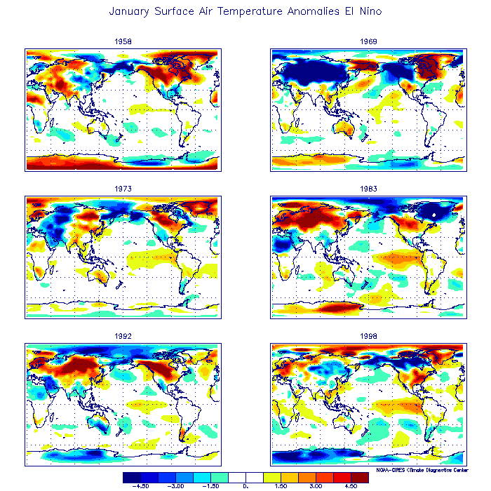 Historic El Niño Weather Year Charts, Weather Maps from 1941 to Present